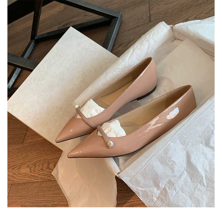 Surface Pointed Shallow Mouth Single Shoes Women's Flat Bottom French ...