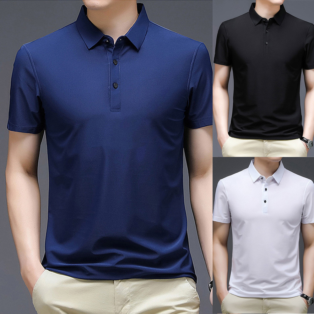Men's short sleeve POLO shirt men's summer simple casual contrast color ...