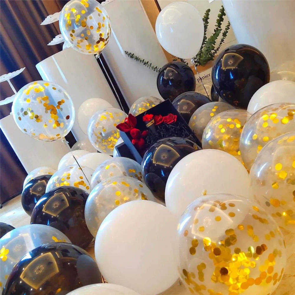 Party Decoration Set 30pcs Balloons Black Gold Silver Theme For ...
