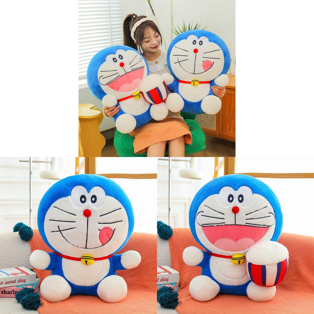 Soft And Adorable Doraemon Plush Toy Blue Fat Cat Doll In Popcorn Kids ...