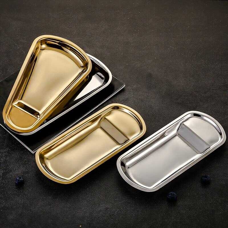 Korean style stainless steel tray, golden buffet food clip tray, square ...