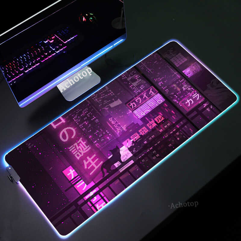 RGB Neon Mouse Pad Luminous Mouse Mat LED Large PC Keyboard Pads Gamer ...