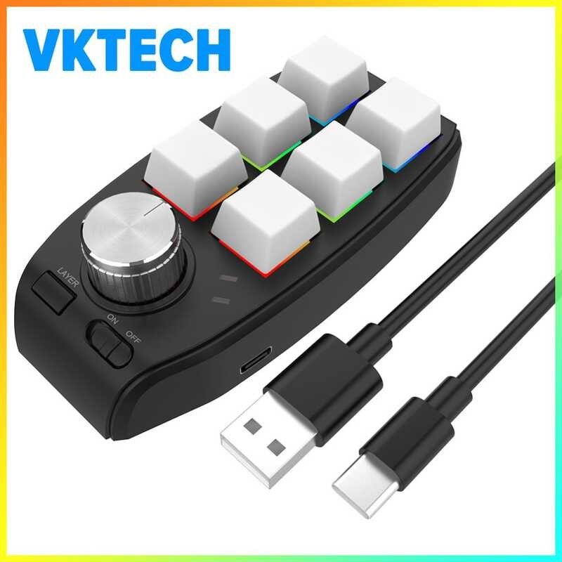 々 [Vktech] Wired/Wireless Ro Keyboard Programmable 6 Keys + 1 Volume ...