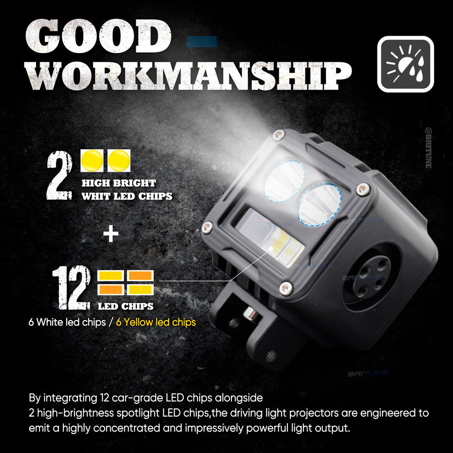 Britune Mini Night Ranger 80W Premium Auxiliary Light Motorcycle MDL Mini Driving Light 7 Modes ...