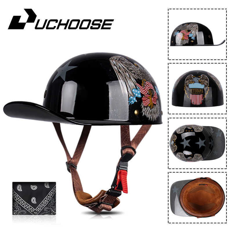 2024 Retro Open Face - Adult Summer Motorcycle Vintage Half Helmet ...