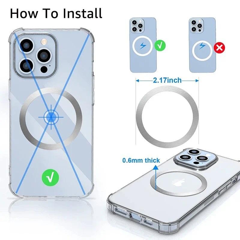 2 PCS Wireless Charging Magnetic Metal Sticker Suitable for iPhone ...