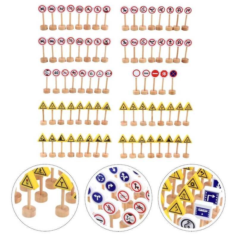 Tt 50 Pcs Mini Road Signs Building Block For Toddlers DIY Roadblock ...