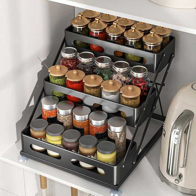 Countertop 6 Condiment Organizer Three-Layer Condiment Organizer Step ...