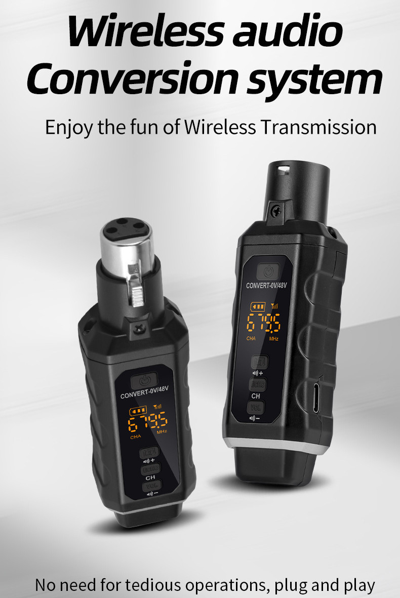 U2 XLR Wired Microphone to Wireless Microphone System 0V/48V for ...