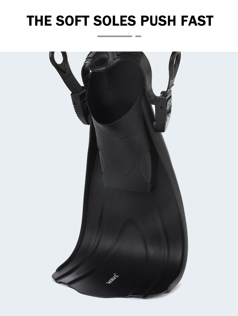 WAVE Adjustable Pro Diving Fins for Men Women Silicone Long Submersible ...