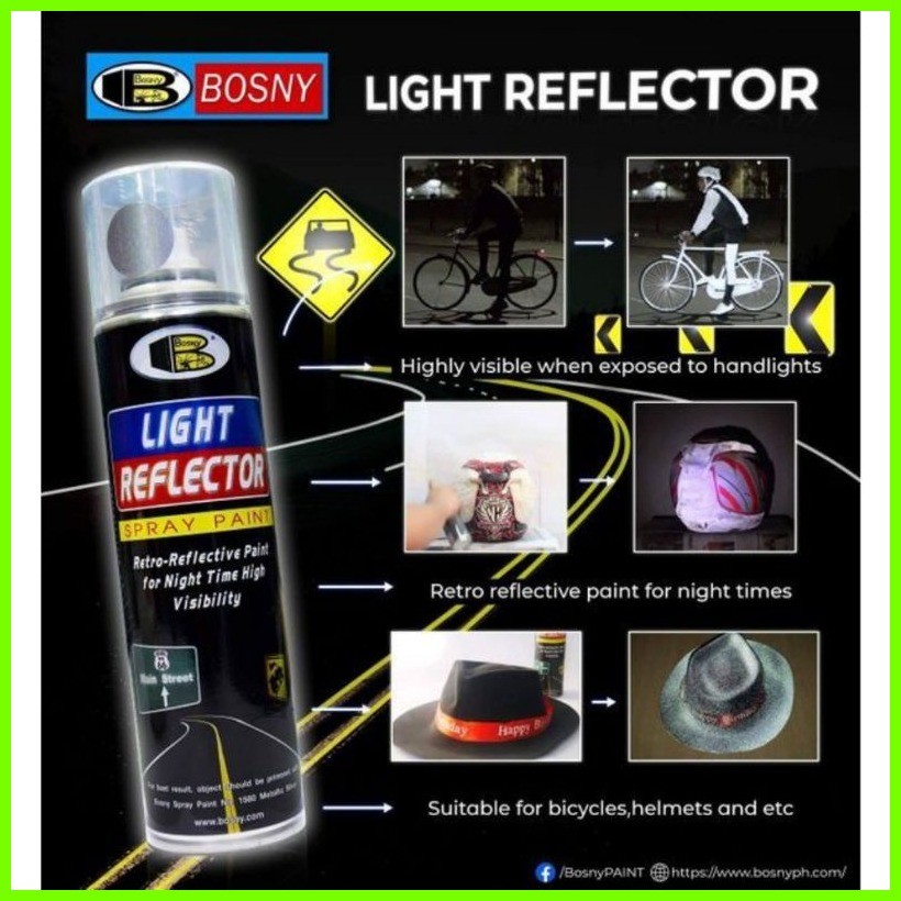 Bosny Light Reflector Spray Paint 200ml (Retro-Reflective Paint for ...