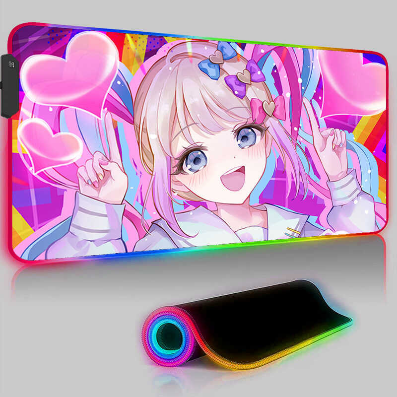 NEEDY GIRL OVERDOSE LED Mouse Pad PC Kawaii Pink Backlight Pad Laptop ...