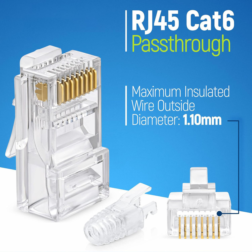ZoeRax RJ45 Cat6 Pass Through Connectors and Strain Relief Boots, EZ to ...