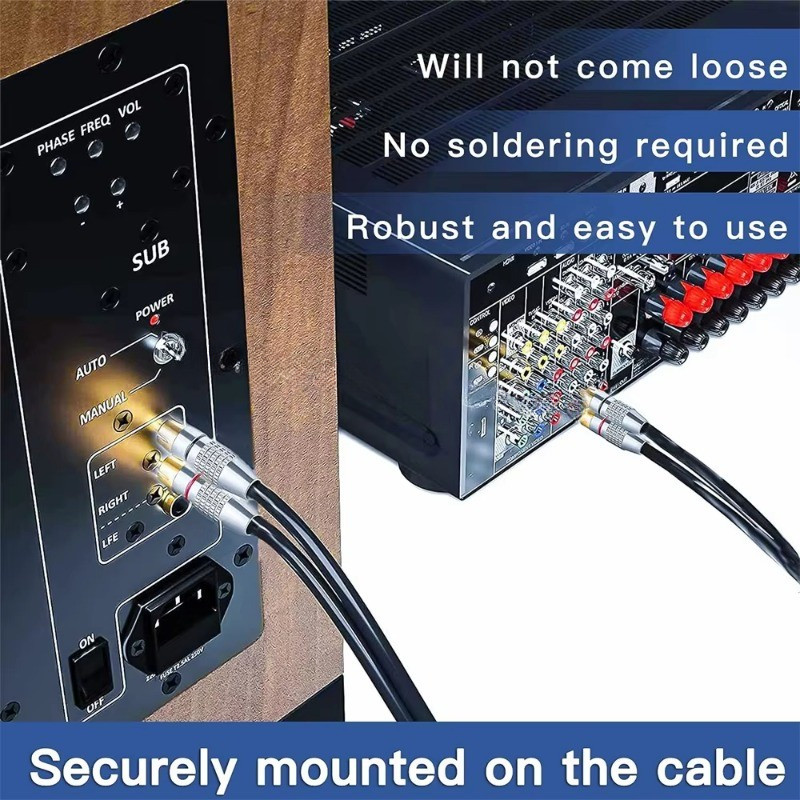 Gold RCA Adapter Male Non Solder Connector for Audio Video CCTV IP ...