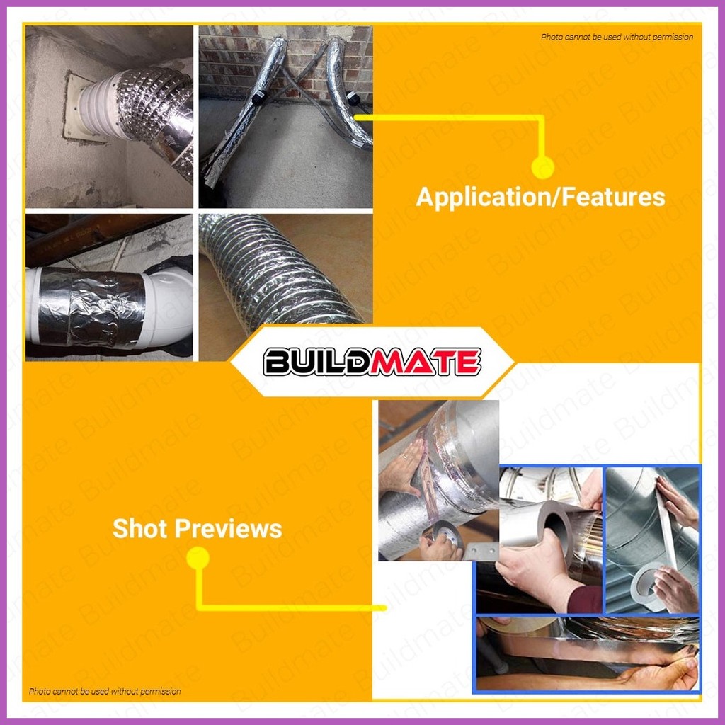 ∆ BUILDMATE Omega INDUSTRIAL GRADE Aluminum Duct Tape 150ft 2" Inch | 3 ...