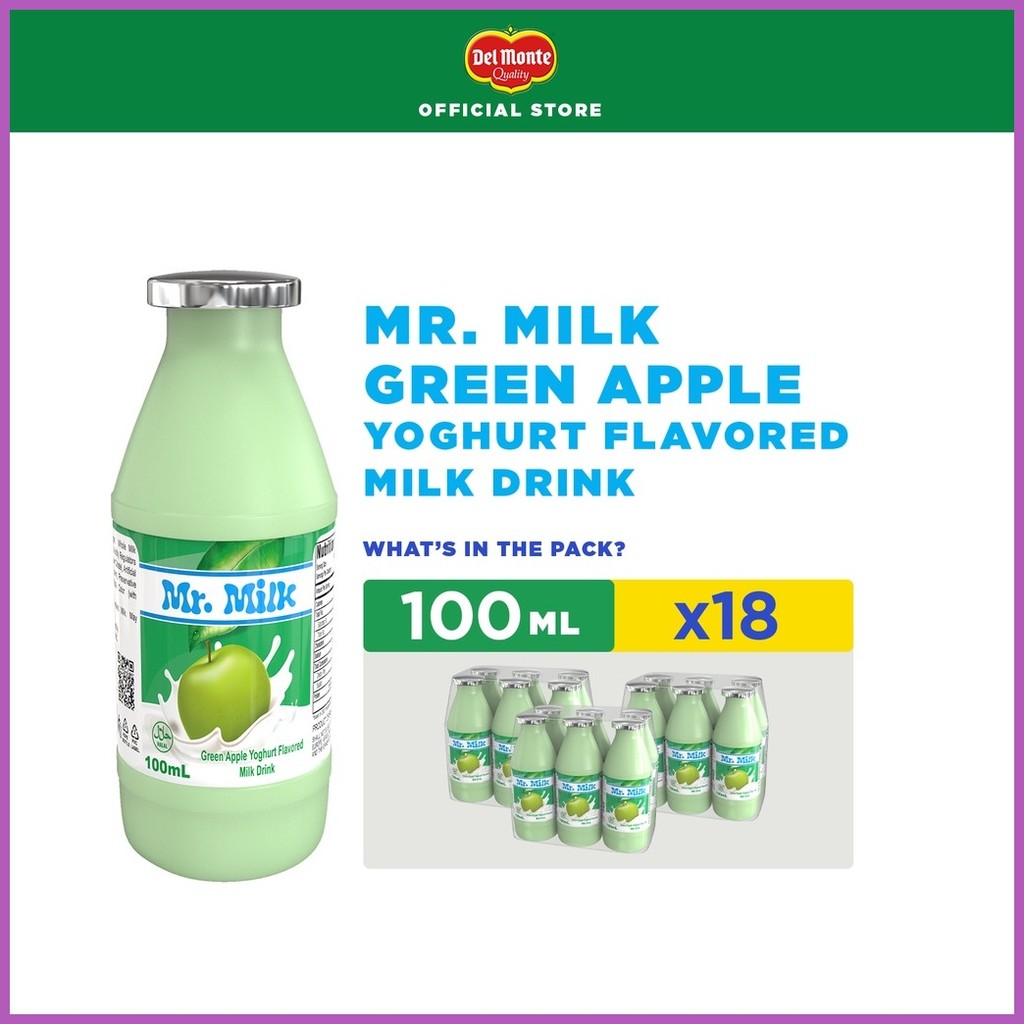 ∈ Del Monte Mr. Milk Green Apple Yoghurt Flavored Drink 100ml 18pcs ...