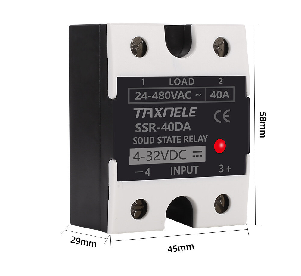 TAXNELE SSR 40DA SSR 25DA 10DA Solid State Relay DC To AC 4-32VDC Input 24-480VAC Output solid ...