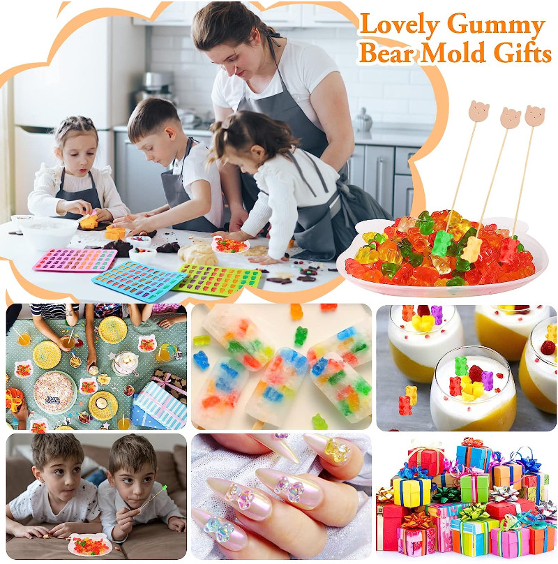 50 Grids Gummy Bear Silicone Mold Bear Shape Jelly Mould with Dropper ...