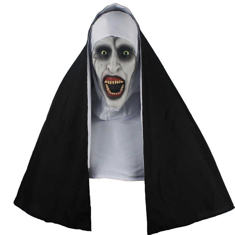 The Nun Horror Mask Cosplay Valak Scary Latex Masks With Headscarf Full ...