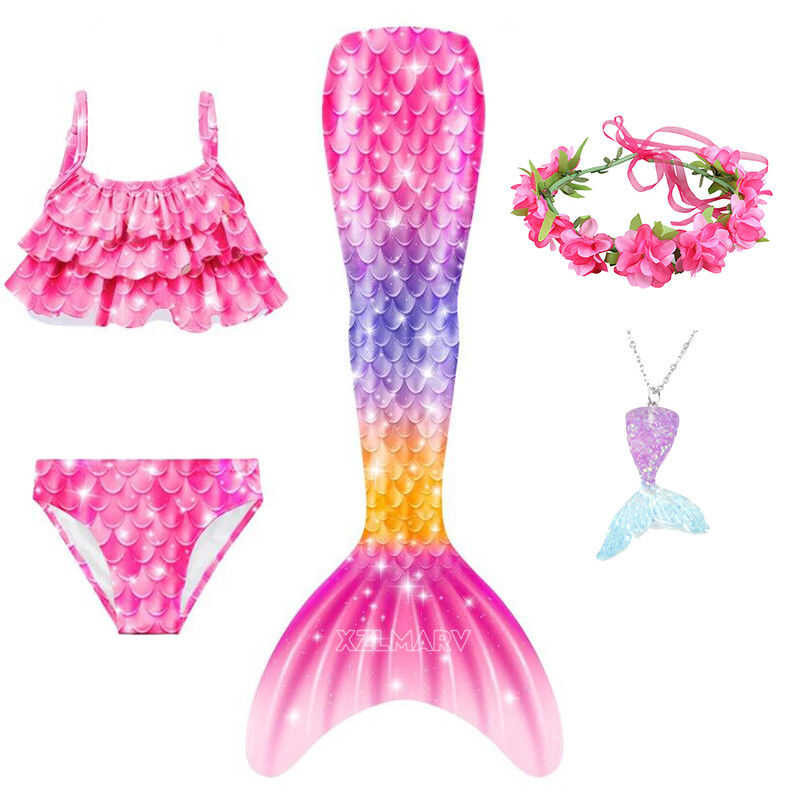 LY 5Pcs/Set Kids Girl Mermaid Tail Swimsuit Children The Little Mermaid ...