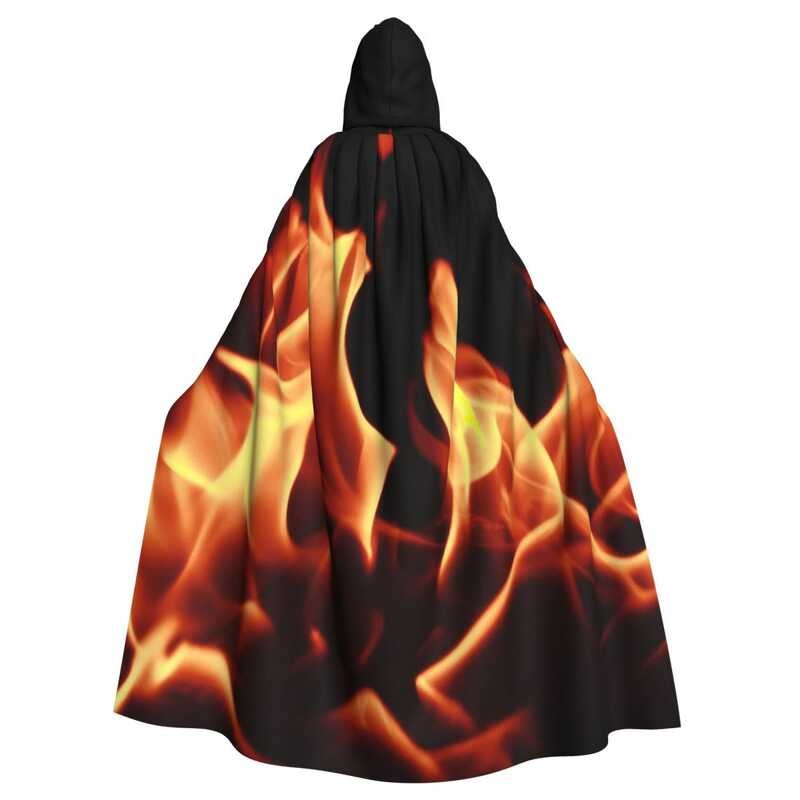 LY Burning Fire With Sparks Long Hooded Cloak Witch Medieval Costume ...