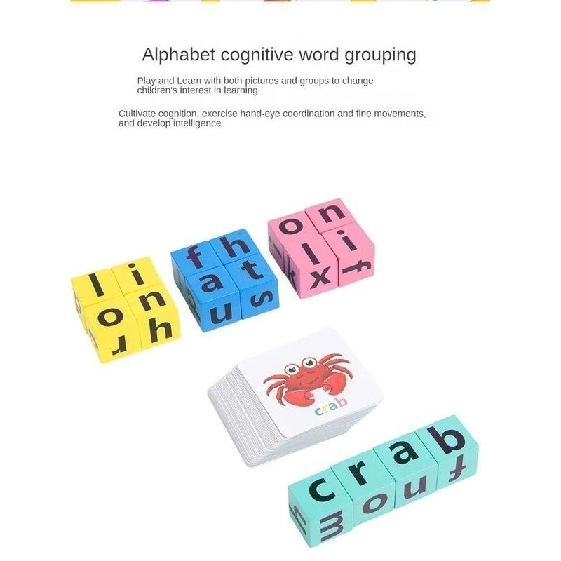 40 Cards Cognitive Matching Puzzles Wood Montessori Font Block ...