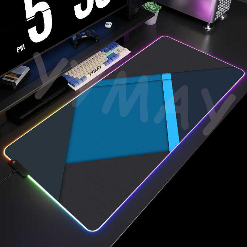 Large LED Desk Mats XXL RGB Computer Mousepad Geometry 90x40cm ...