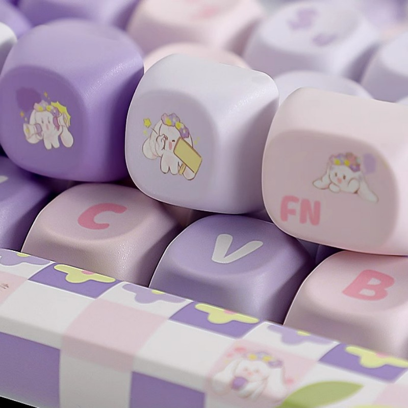 Cute Fantasy Big Ear Rabbit Keycaps 134 Keys Cherry NOA Profile Fantasy ...
