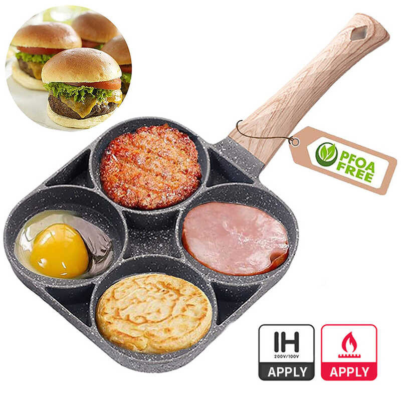 Frying Nonstick Pans 4-Hole Cookware Pancake Egg Burger Ham Pan ...