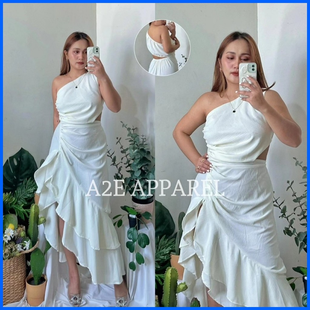 ∇ A2E | Fida Dress | Assymetrical One Side Ruffles Layered Cut Out Sexy ...