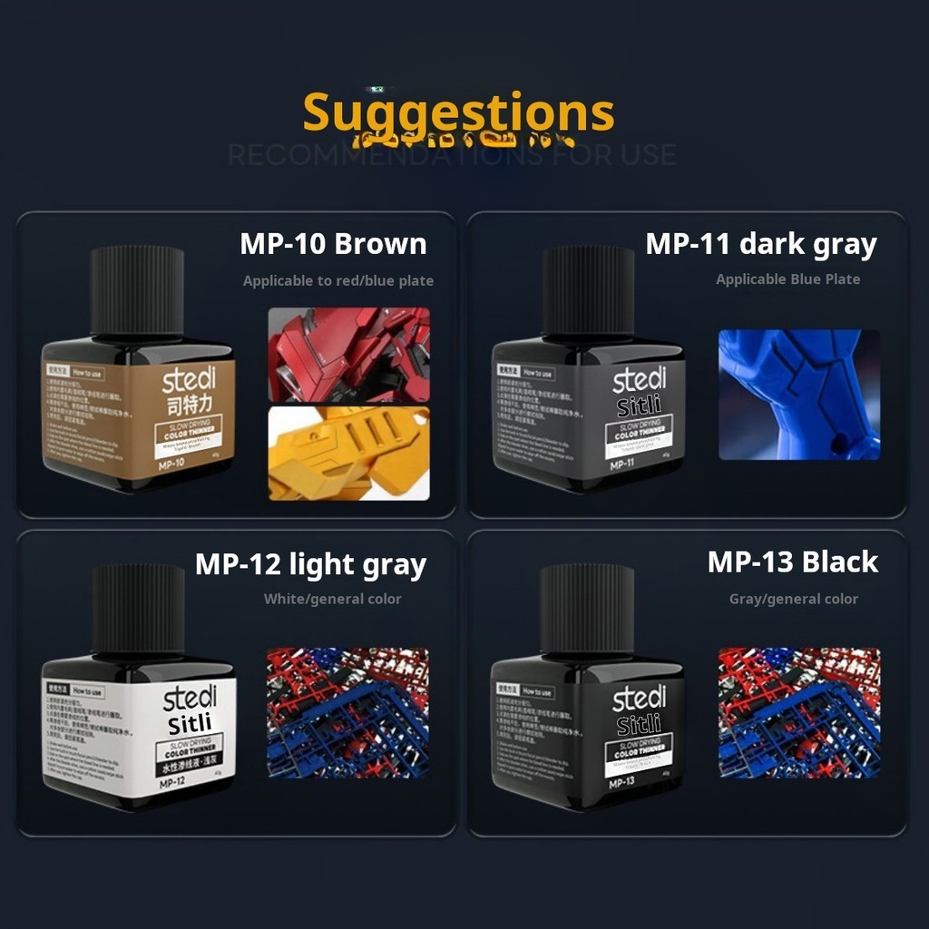 Stedi MP-10~MP-13 40g Water Based Panel Line Paint Plastic Model ...