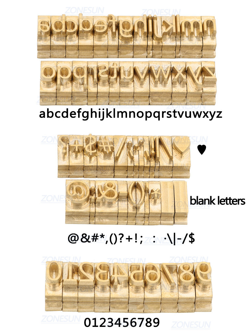 ZONESUN Apart Brass Stamp Alphabet Mold English Letters Numbers Symbols ...