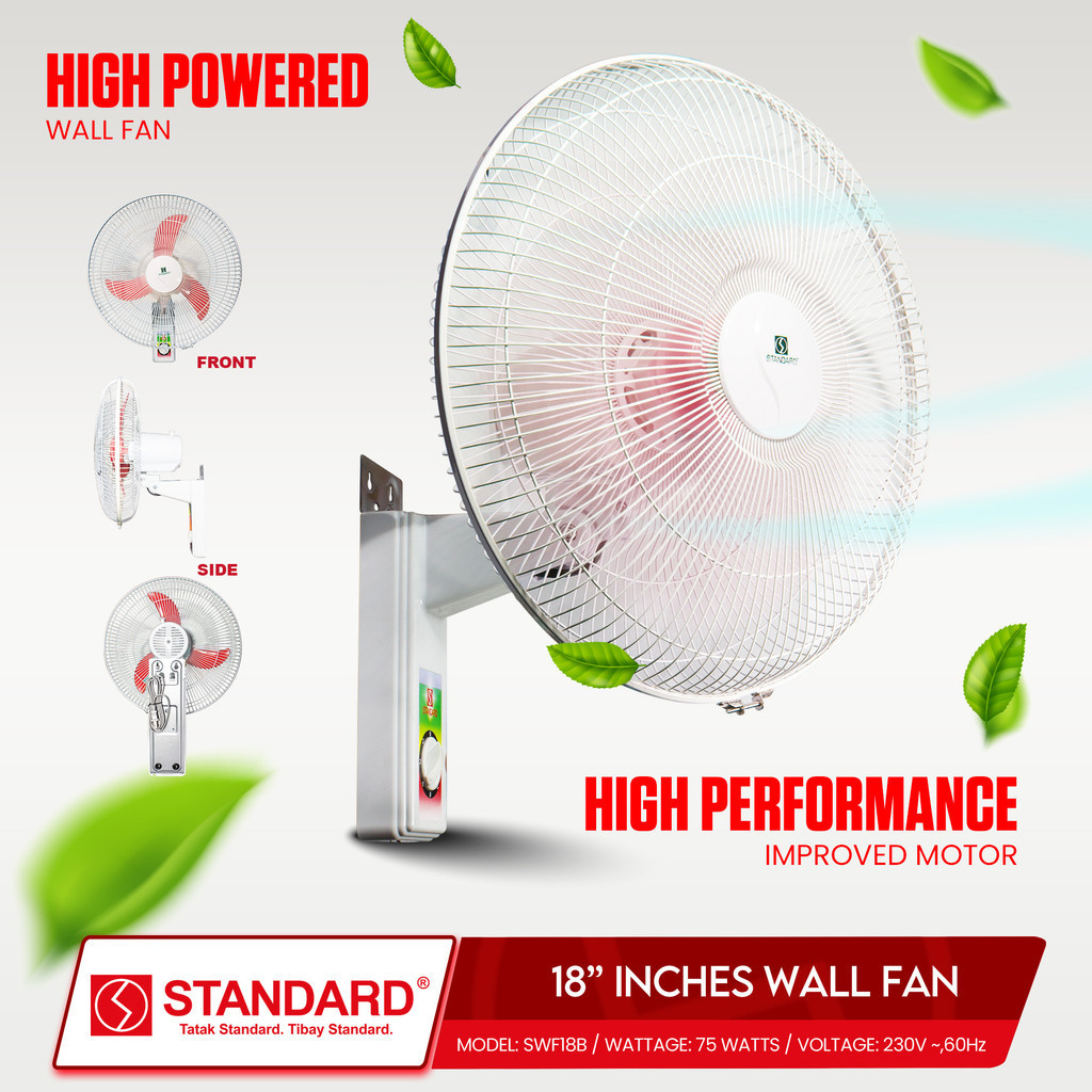 Standard Electric Fan Wall Fan 18 inches Banana Type Plastic Blade (75W ...