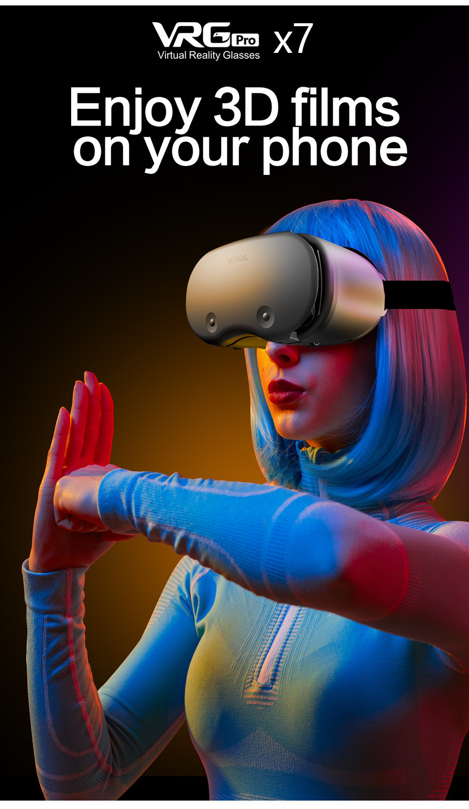 VRGPRO X7 VR Virtual Reality 3D Glasses VR Headset For 5.0 To 7.0 Inch ...
