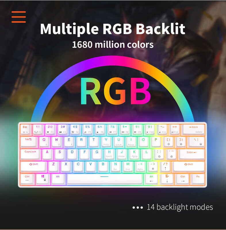 Rk61 Royal Kludge Bluetooth 3.0 & USB C Dual Mode RGB Backlit Mechanical Keyboard | Shopee ...