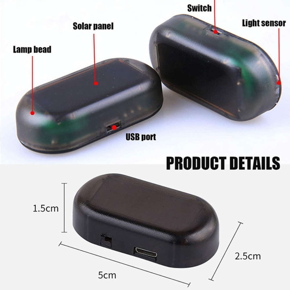 Car LED Solar Powered Fake Security Light Simulated Dummy Alarm ...