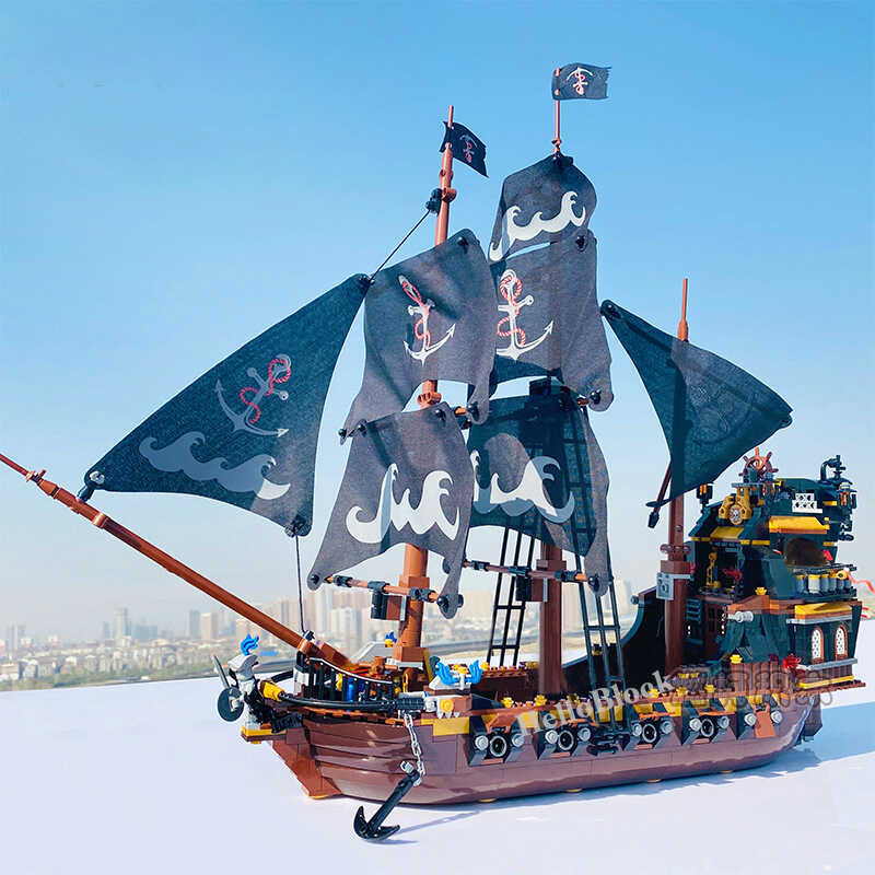 Enlighten Ideas Big Black Pearl Pirate Ship Building Block Military ...