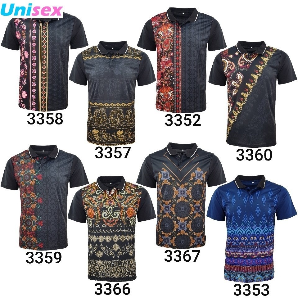 2025 New Men's Collar T-shirt Material Batik Print Men's Collar Men's ...