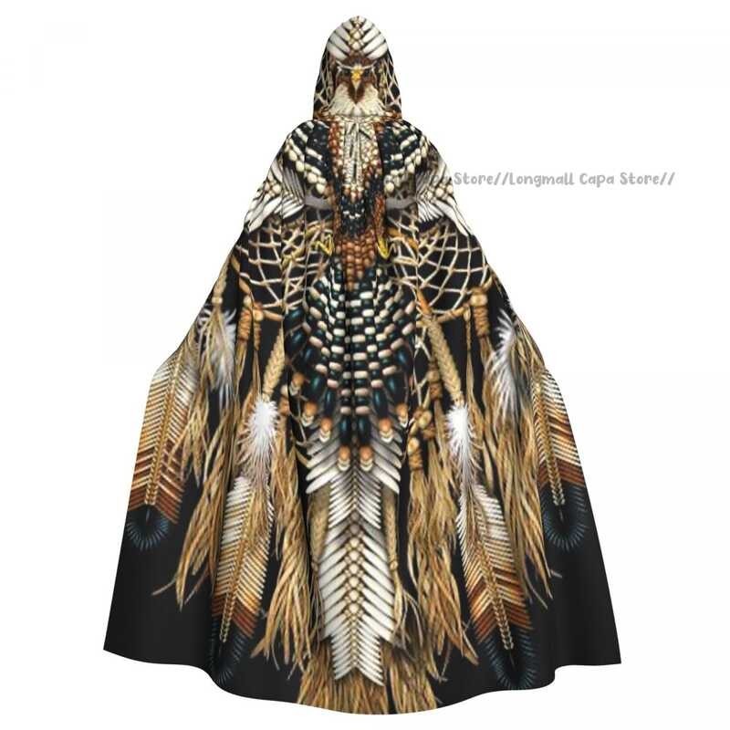 Cosplay Medieval Costumes Native Mandala Owl American Hooded Cloak ...