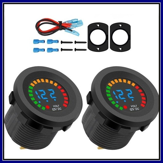 CI 2PCS Battery Meter Waterproof DC 12V Voltmeter LED Digital Display ...
