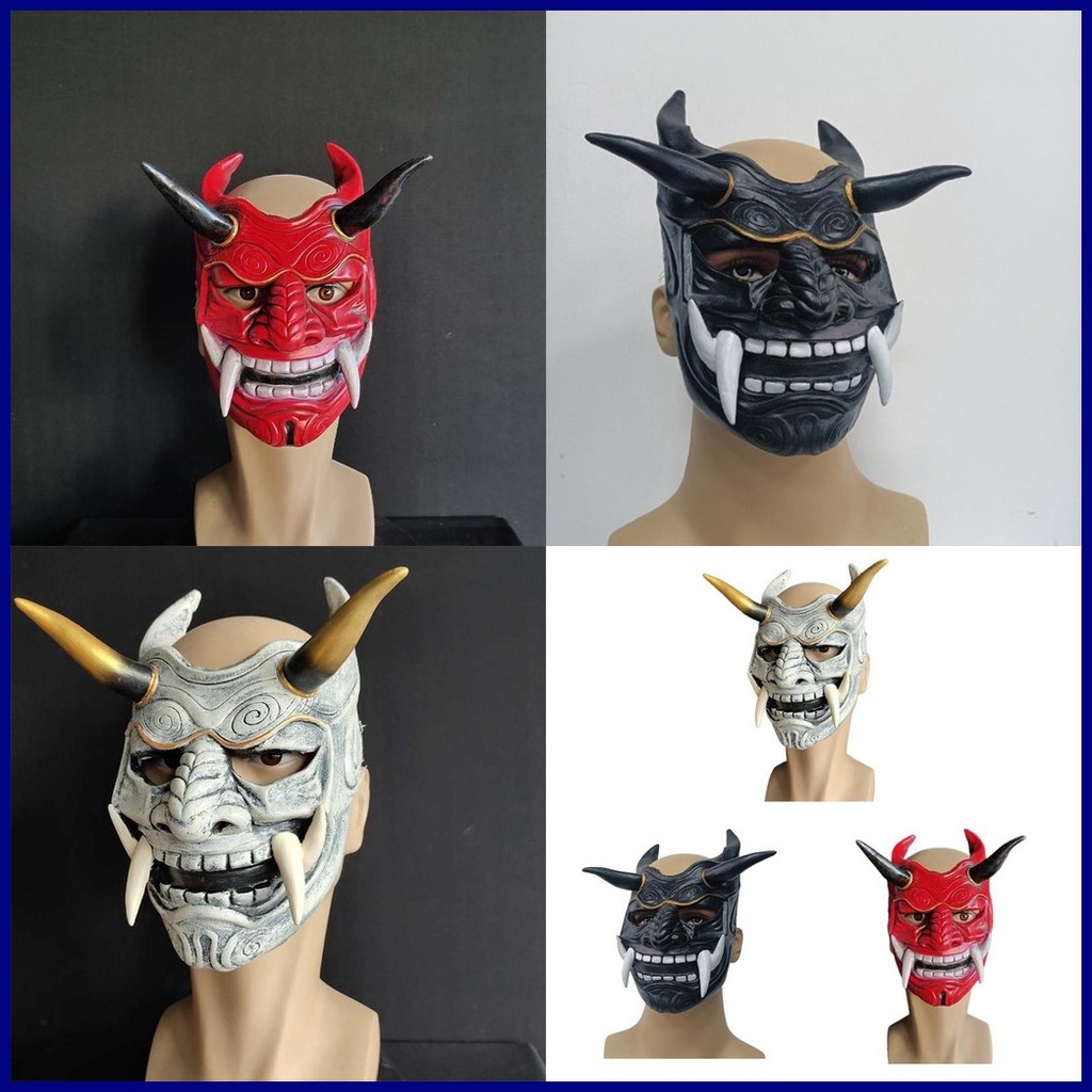 Devil Warrior Hannya Scary Fangs Cosplay Mask Halloween Headgear Props ...