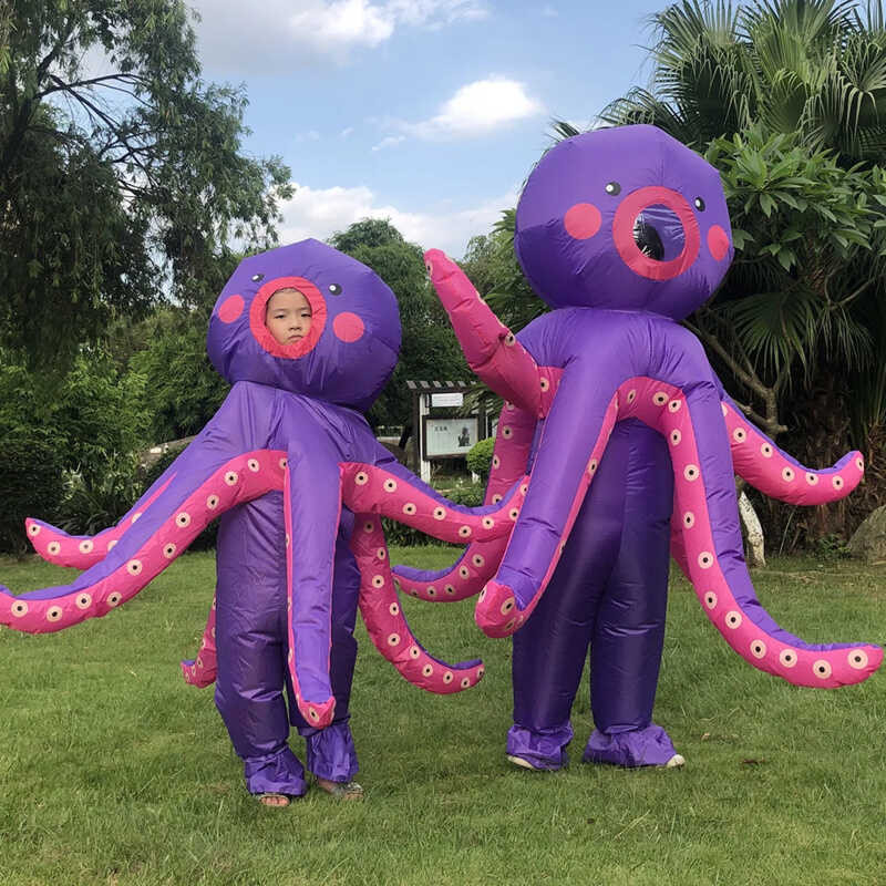 LY Parent -Kids Purple Octopus Iatable Costumes Halloween Cosplay ...