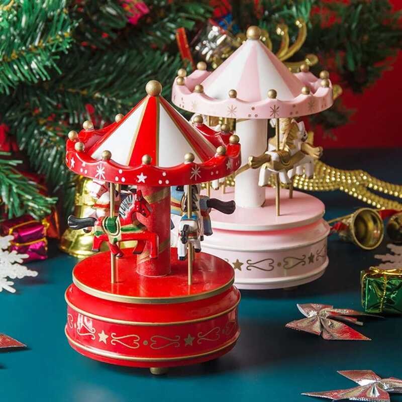 Xj Christmas Music Carousel Octave Box Home Decoration Rotating Musical ...