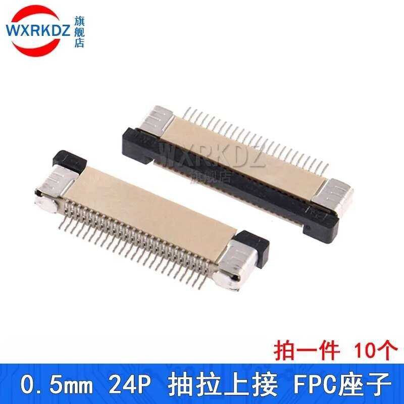 100Pcs 0.5Mm Pitch 24P FPC Flat Flexible Cable FFC Connector Top ...