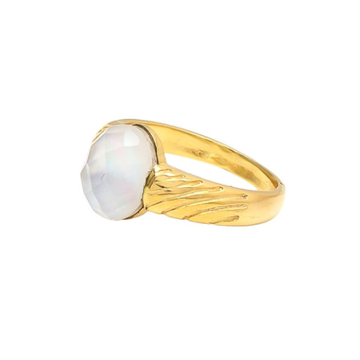 Pearl Double Gold Plated Sterling Sier Adjustable Golden Natural Stones ...