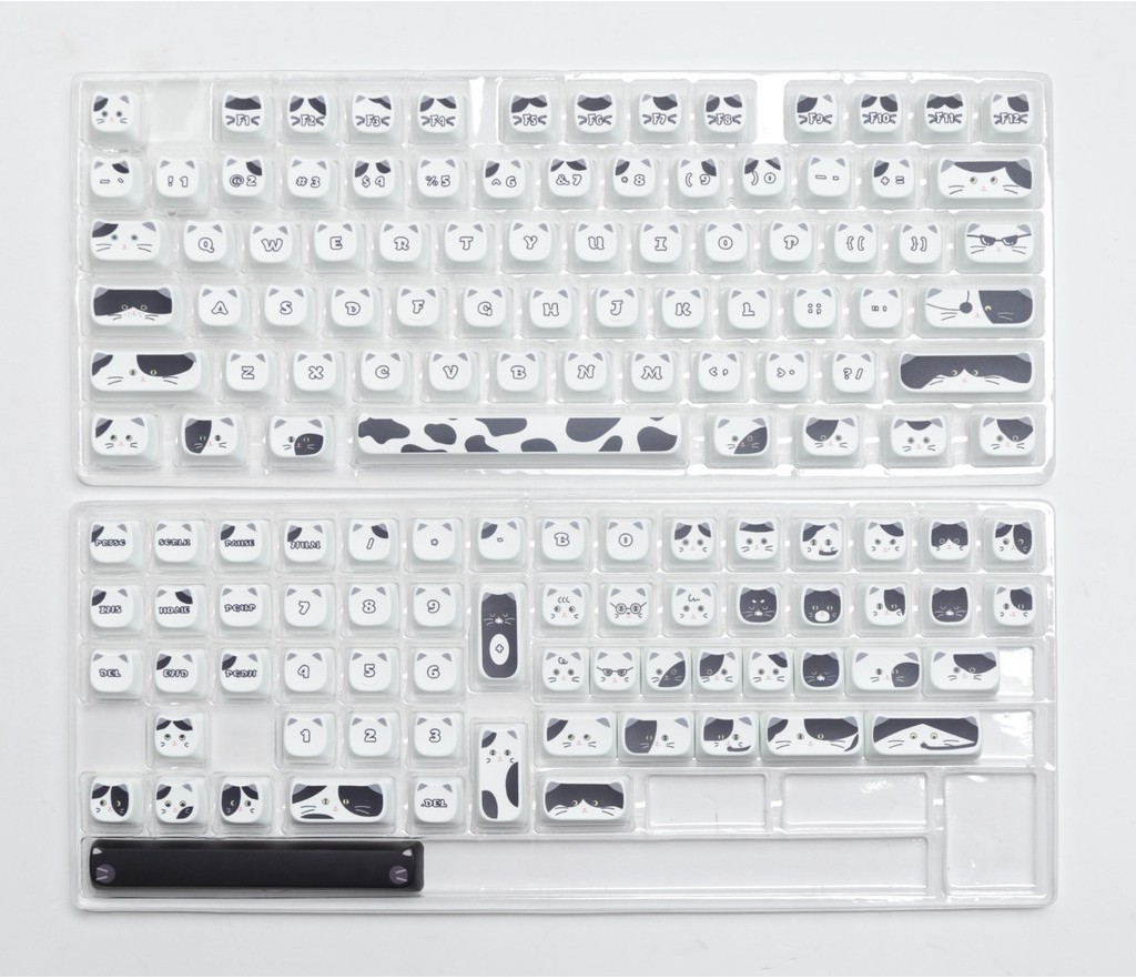 Cute Black and White Cat Themed Keycaps with Black and White Color ...