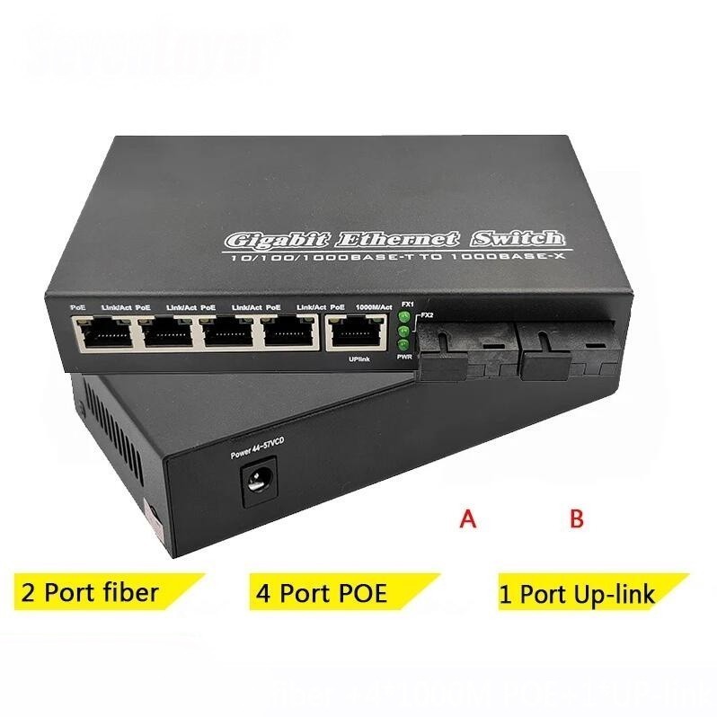 4 POE 2 SC Port Gigabit Ethernet Fiber Switch 1 Uplink Port 65W52V1.25A ...