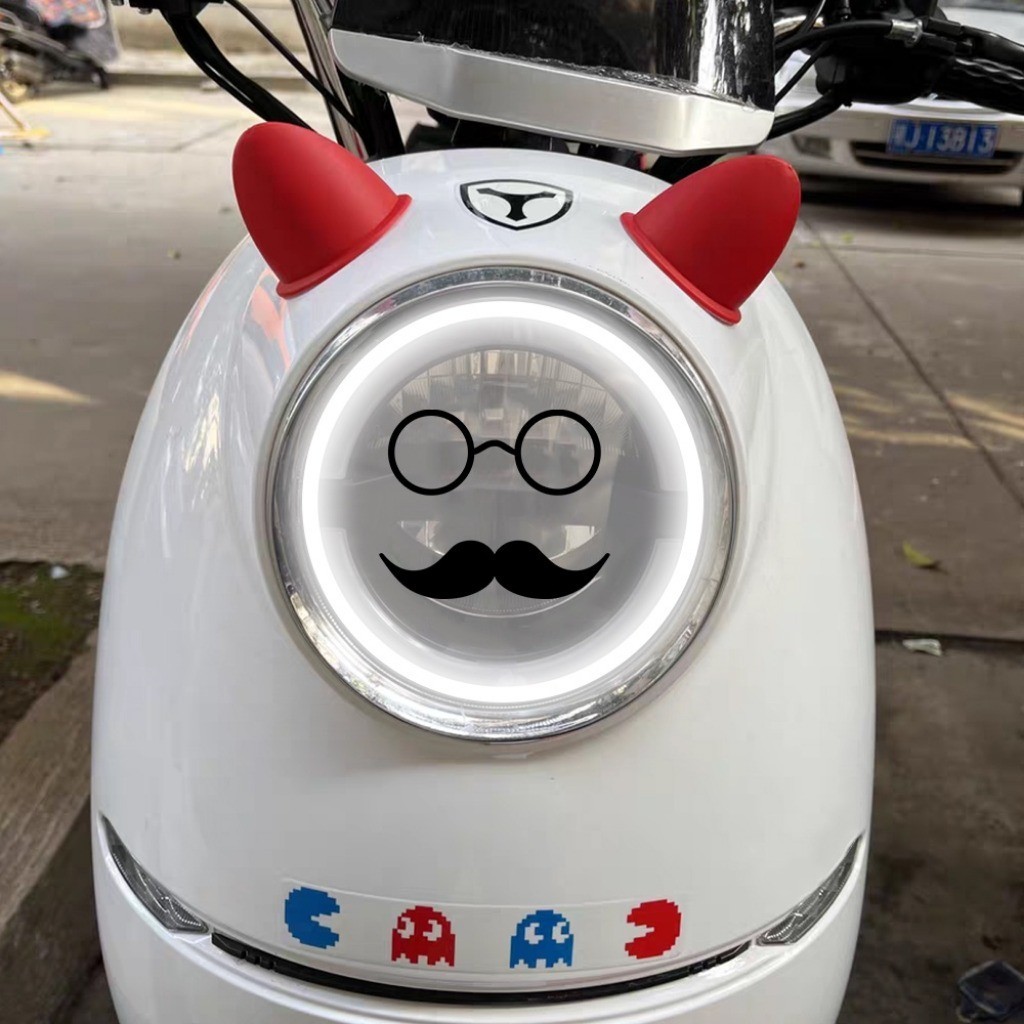 Funny Smiley Face Emoji Reflective Stickers Motorcycle Scooter Motor ...