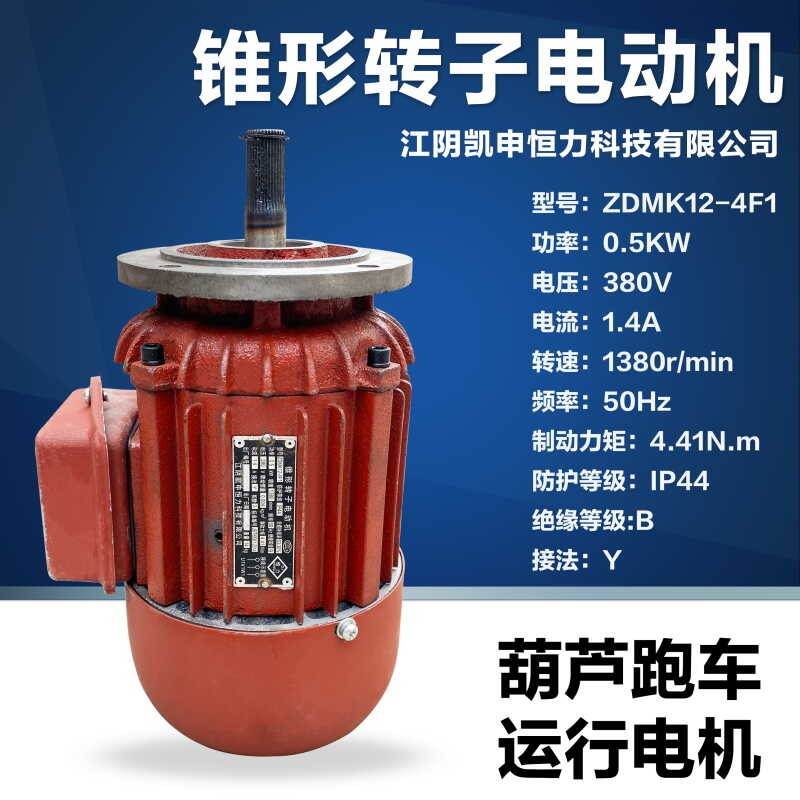 Jiangyin Kaishen Hengli Conical Rotor Motor ZD12-4F1 0.5kW Gourd Sports ...