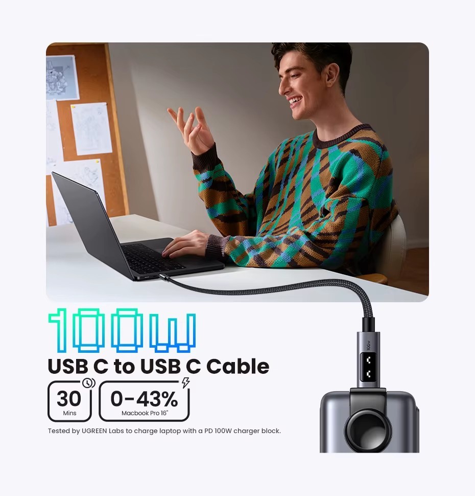UGREEN UNO PD100W Fast Charge USB C Cable Type C to Type C Data Cord ...